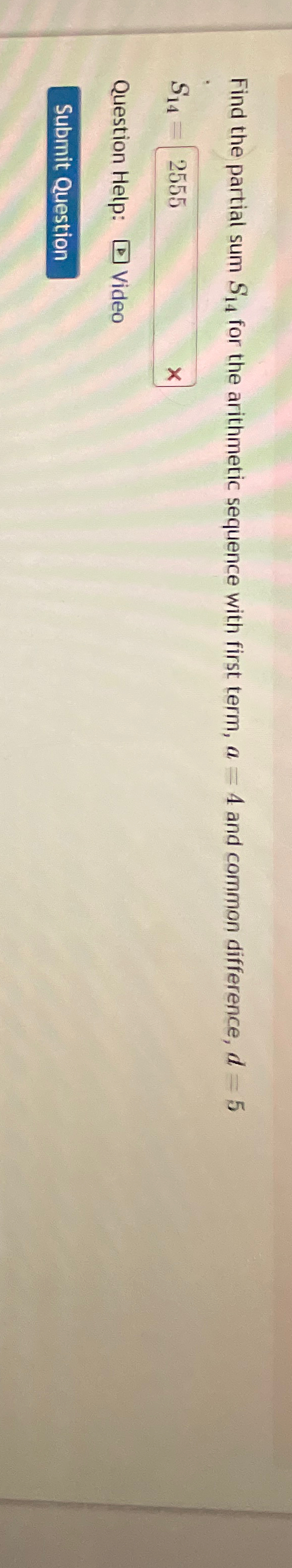 Solved Find the partial sum S14 ﻿for the arithmetic sequence | Chegg.com