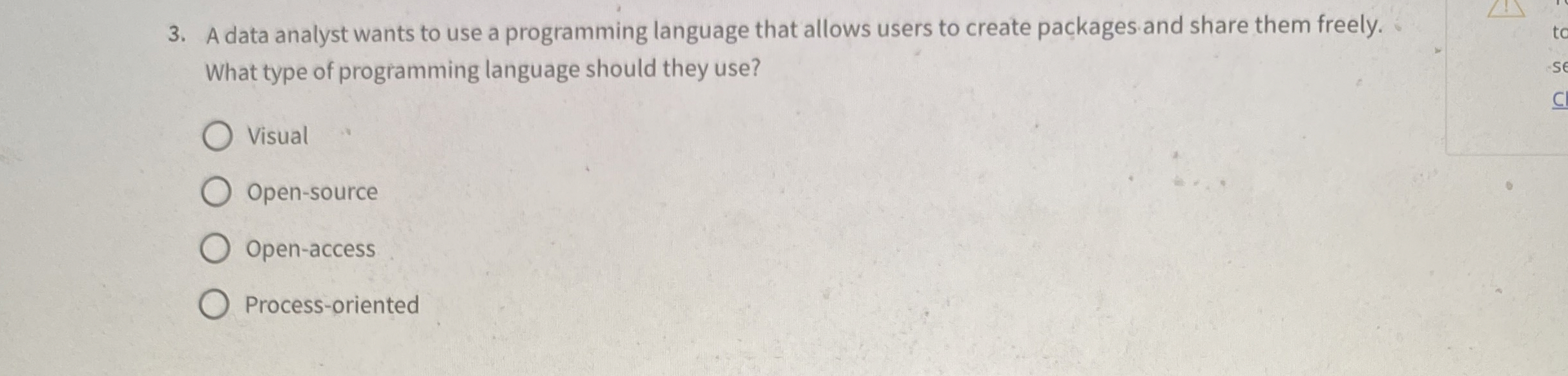 Solved A data analyst wants to use a programming language | Chegg.com