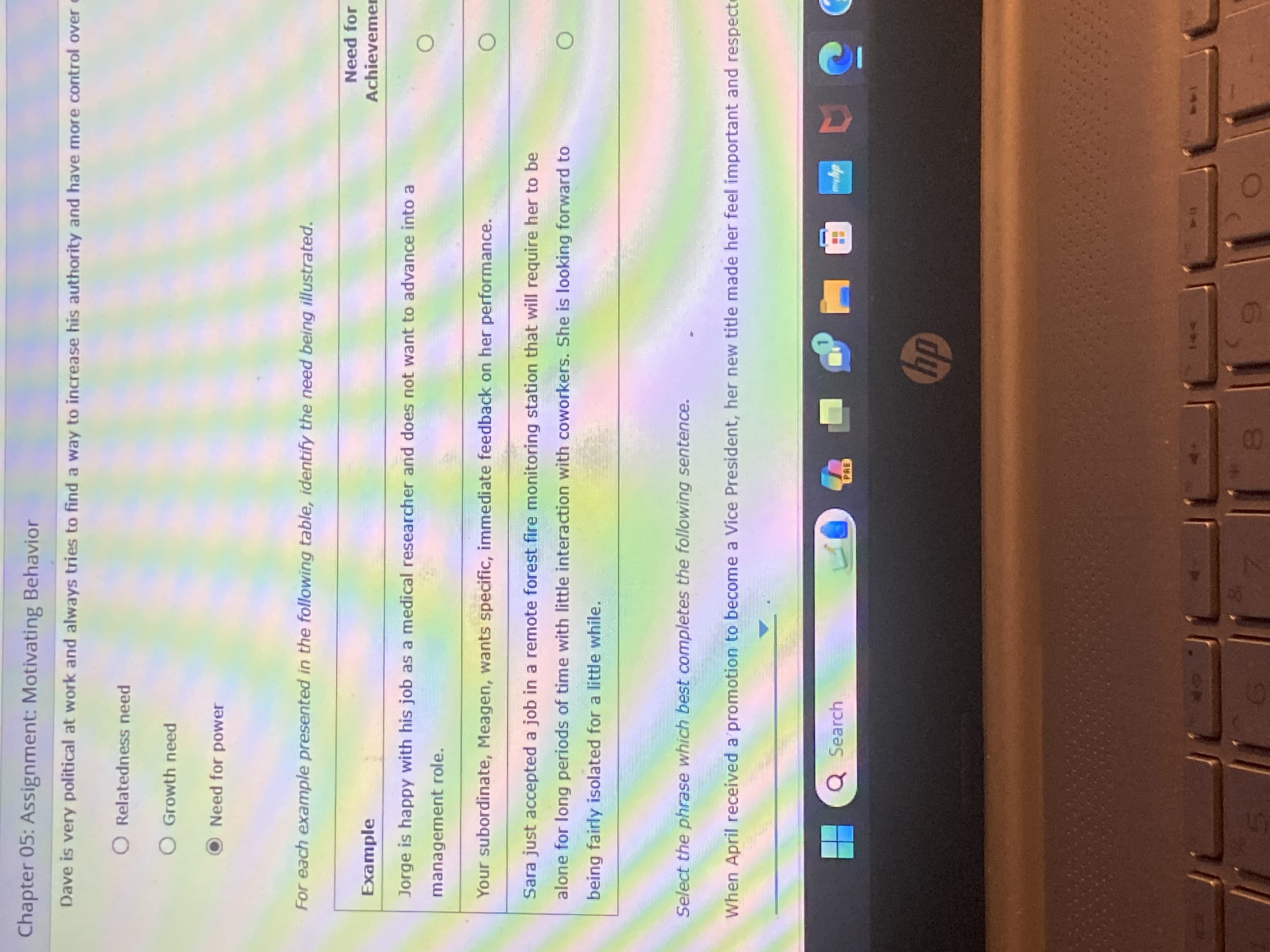 Solved Chapter 05: Assignment: Motivating BehaviorDave is | Chegg.com