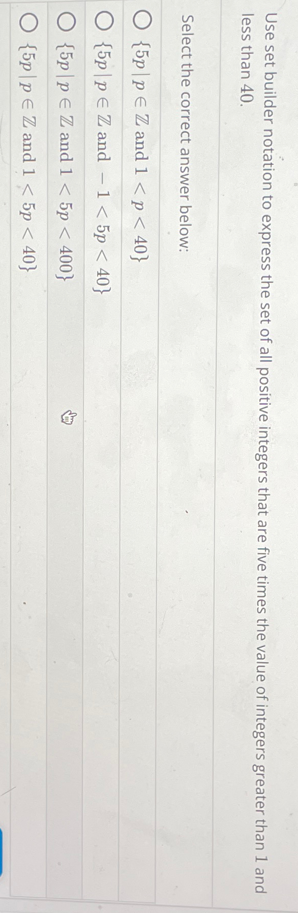 Solved Use set builder notation to express the set of all | Chegg.com