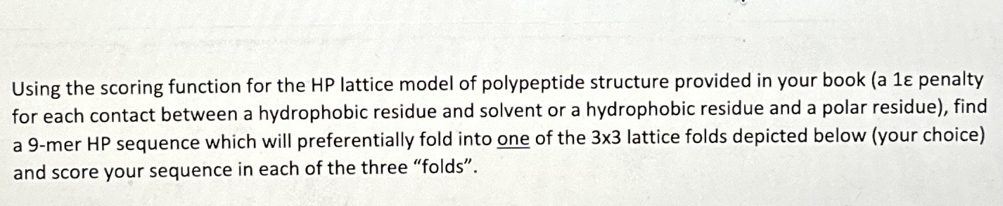 Solved Using the scoring function for the HP lattice model | Chegg.com