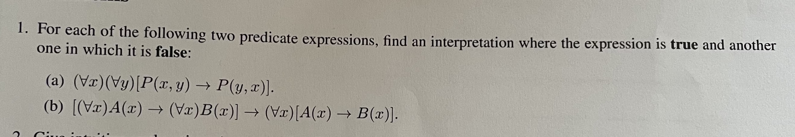 Solved For each of the following two predicate expressions, | Chegg.com