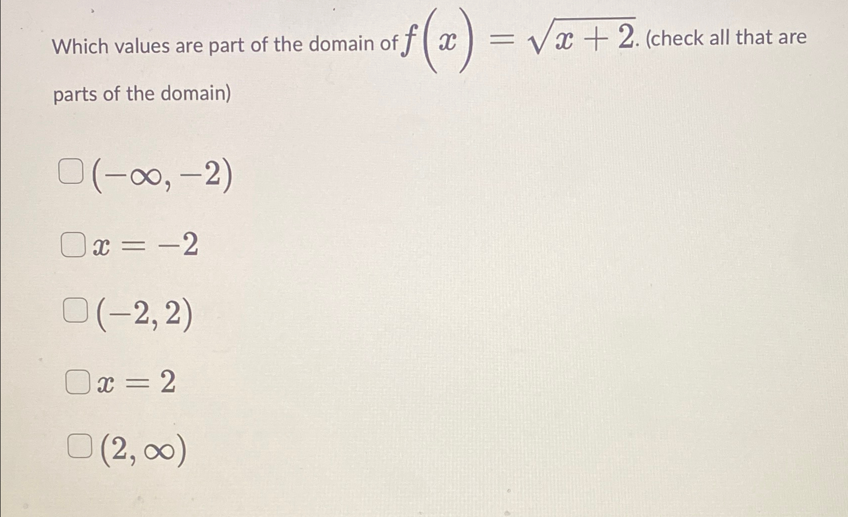 Solved How to solve...Which values are part of the domain of | Chegg.com