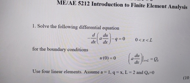 Solved ME/AE 5212 ﻿Introduction to Finite Element | Chegg.com