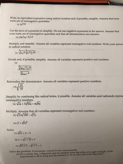 Solved Write an equivalent expression using radical notation | Chegg.com