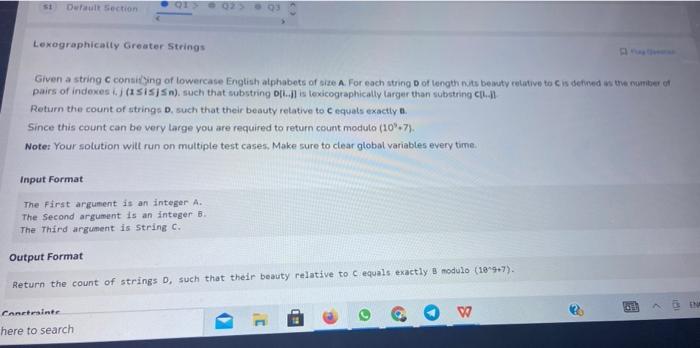 Solved 51 Durault Section Lexographically Greater Strings | Chegg.com