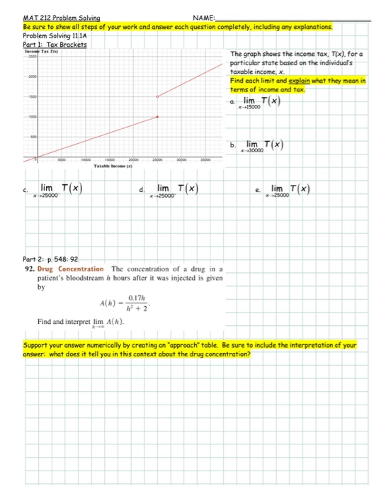 Solved MAT 212 Problem Solving NAME Be sure to show all | Chegg.com