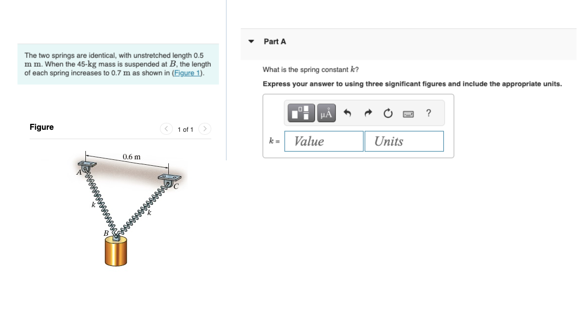 Solved The two springs are identical, with unstretched | Chegg.com