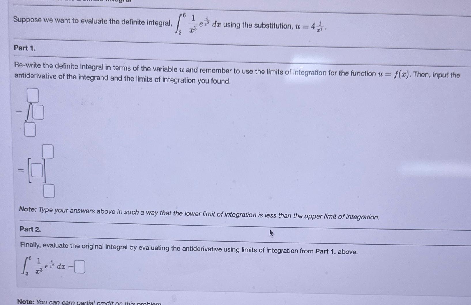 Solved Suppose we want to evaluate the definite integral, | Chegg.com