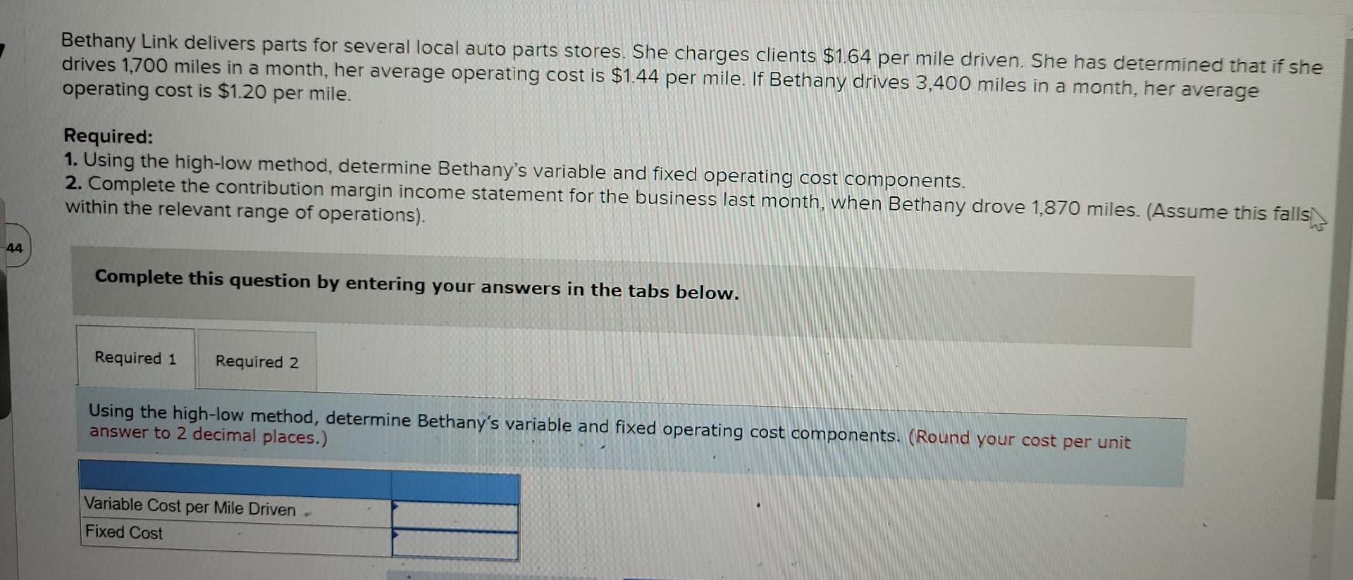 Solved 44 Bethany Link delivers parts for several local auto | Chegg.com