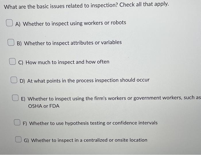 Solved What are the basic issues related to inspection? | Chegg.com