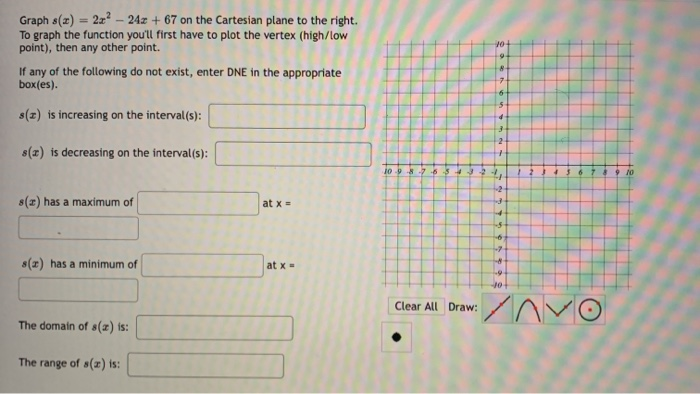Solved 70+ Graph s(x) = 2x2 - 24x + 67 on the Cartesian | Chegg.com