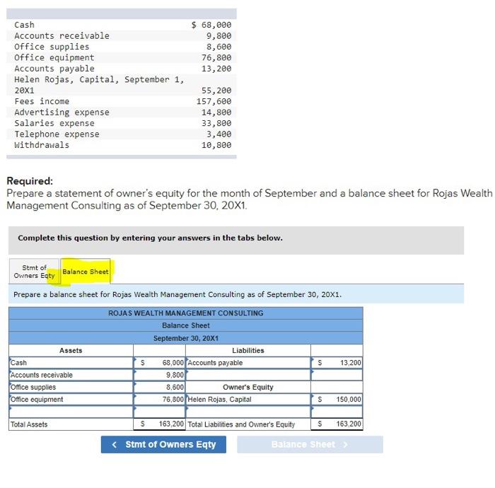 Solved Required: Prepare a statement of owner's equity for | Chegg.com