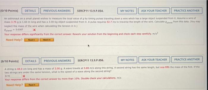 Solved FO/10 Points) DETAILS PREVIOUS ANSWERS SERCP11 | Chegg.com Solved FO/10 Points) DETAILS PREVIOUS ANSWERS SERCP11 | Chegg.com