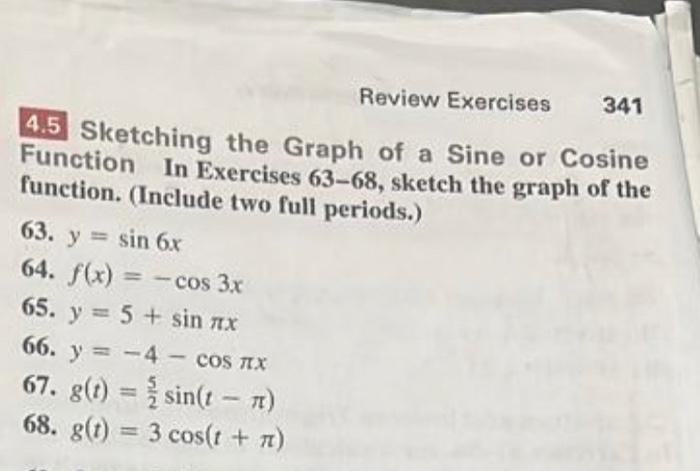 Solved 4.5 Sketching the Graph of a Sine or Cosine Function | Chegg.com