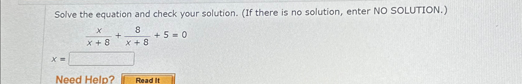 Solved Solve the equation and check your solution. (If there | Chegg.com