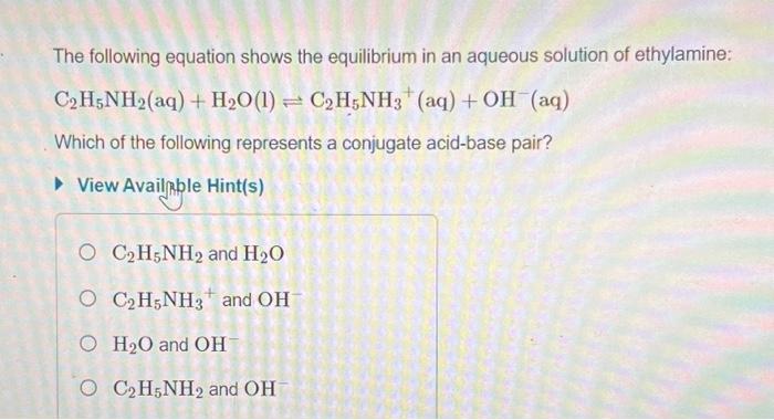 Solved The following equation shows the equilibrium in an | Chegg.com