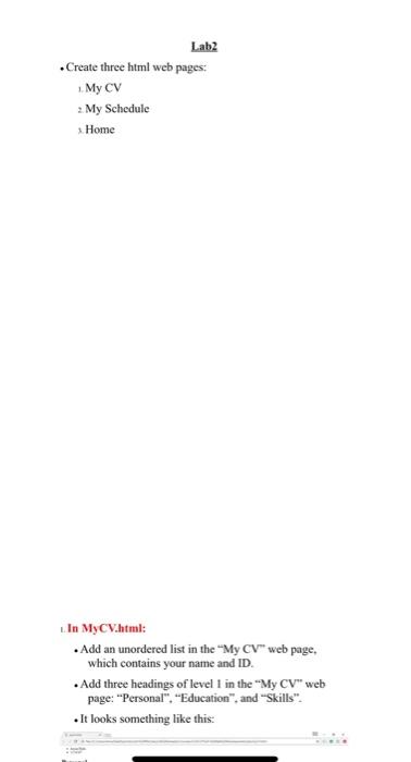 Solved Lab2 - Create three html web pages: 1. My CV 2. My | Chegg.com