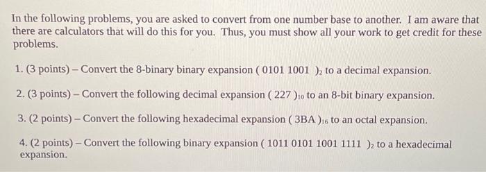 Solved In the following problems, you are asked to convert | Chegg.com