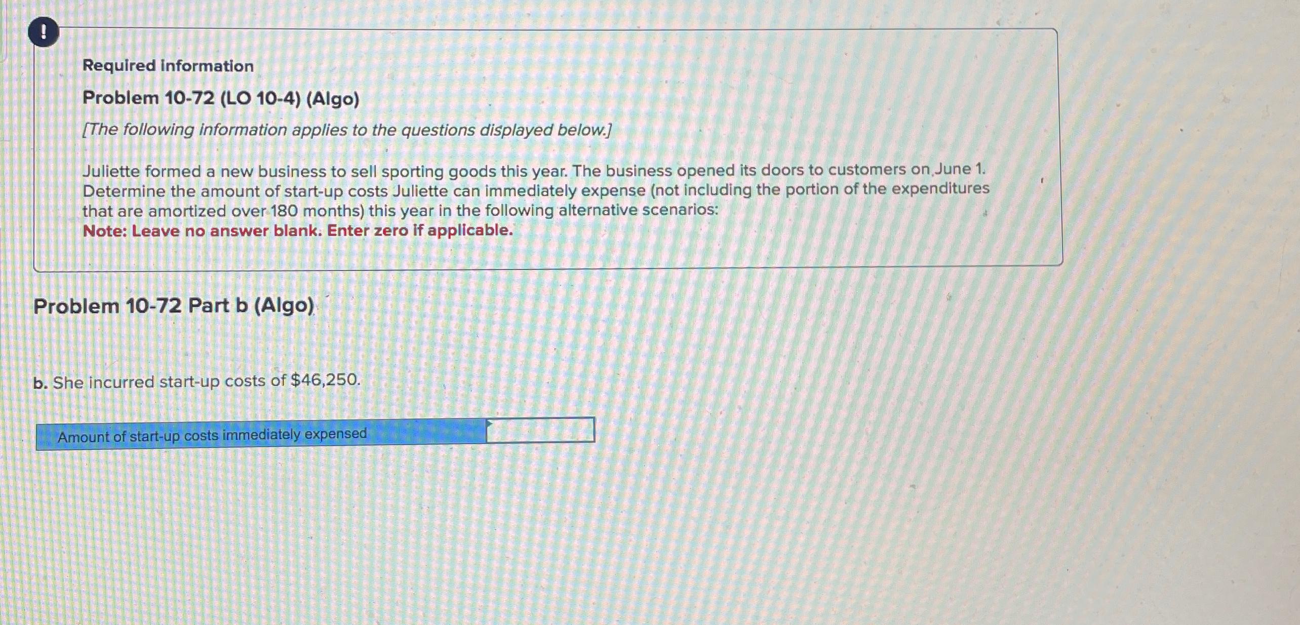 Solved !Required informationProblem 10-72 (LO | Chegg.com