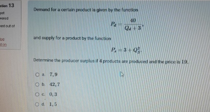 Solved Demand for a certain preduct is given by the | Chegg.com