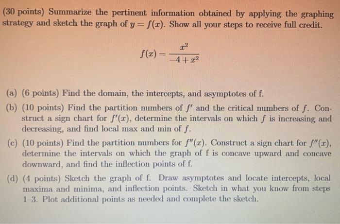 Solved (30 points) Summarize the pertinent information | Chegg.com