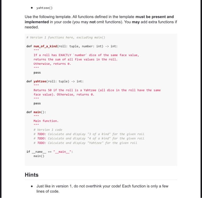 Solved What to do Create a new file called yahtzee2,py. | Chegg.com