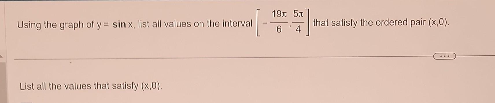 Solved Using the graph of y=sinx, list all values on the | Chegg.com