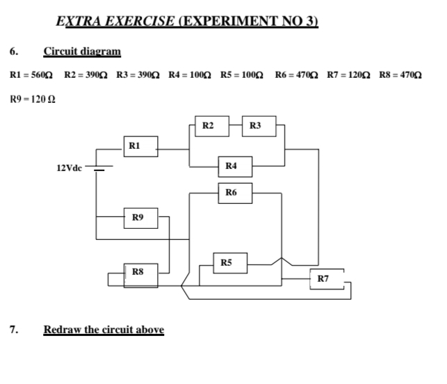 Solved EXTRA EXERCISE (EXPERIMENT NO 3)6. ﻿Circuit | Chegg.com