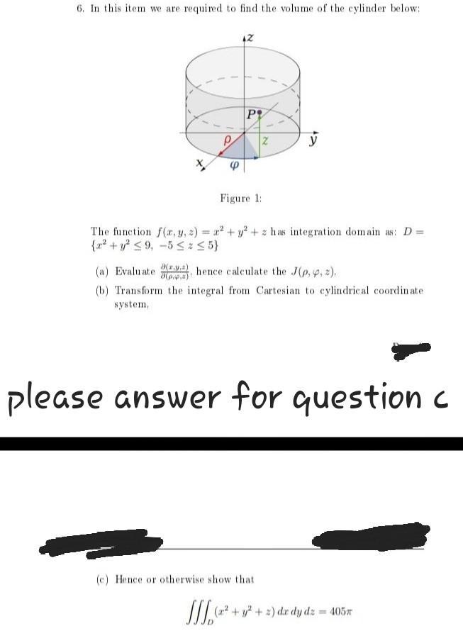 Solved 6. In this item we are required to find the volume of | Chegg.com