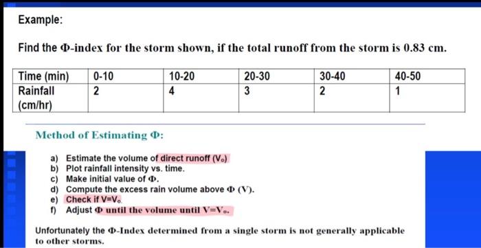 Solved Example: Find the O-index for the storm shown, if the | Chegg.com