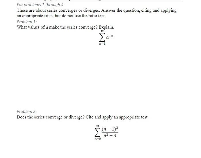 Solved For problems 1 through 4 : These are about series | Chegg.com