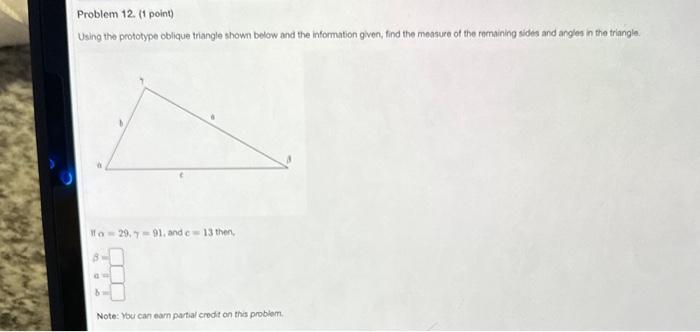 Solved Using the prototype oblique triangle shown below and | Chegg.com