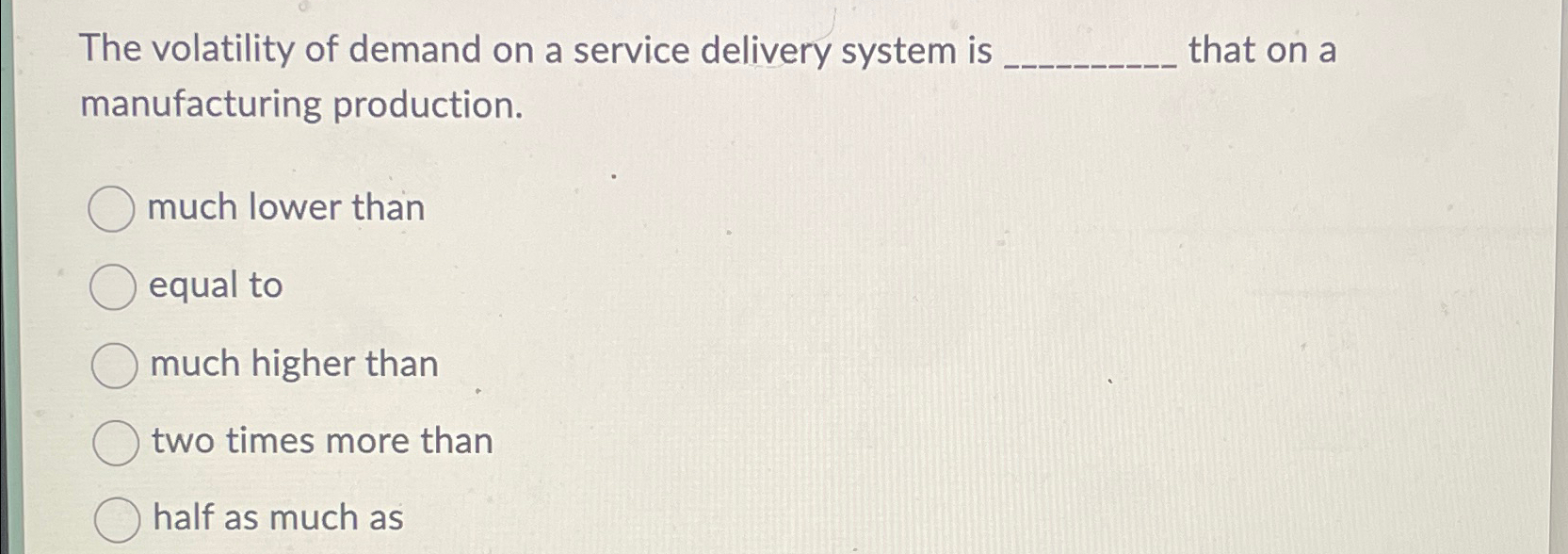Solved The volatility of demand on a service delivery system | Chegg.com