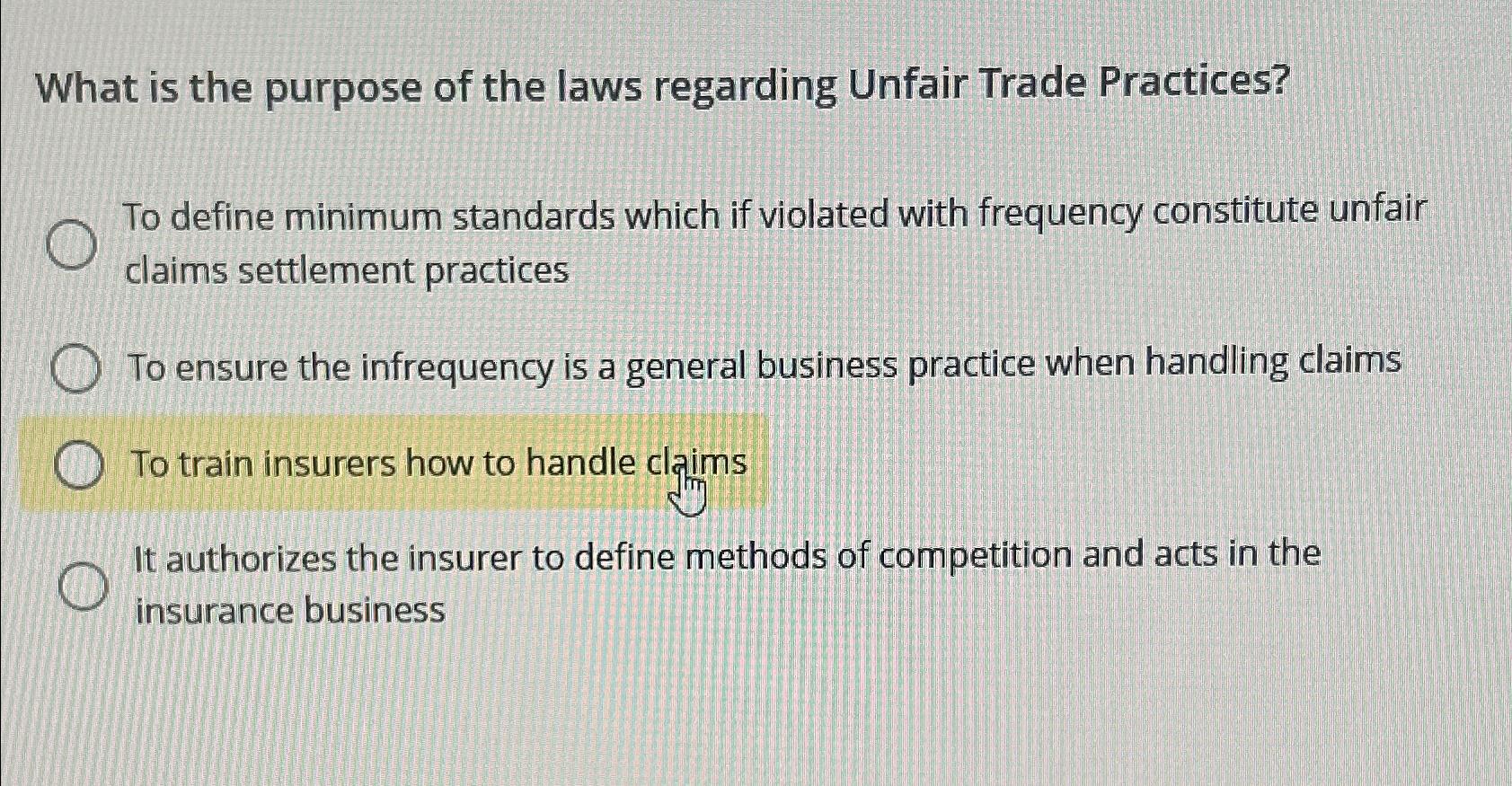 Solved What is the purpose of the laws regarding Unfair | Chegg.com