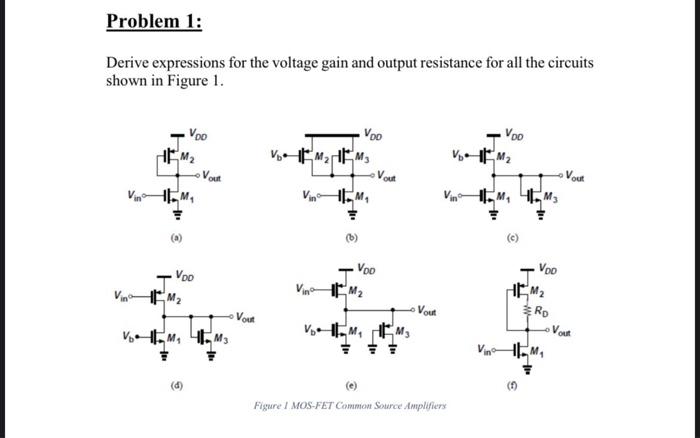 Solved Problem 1: Derive expressions for the voltage gain | Chegg.com