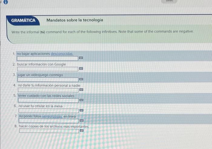Mandatos sobre la tecnología Write the informal (tui) | Chegg.com