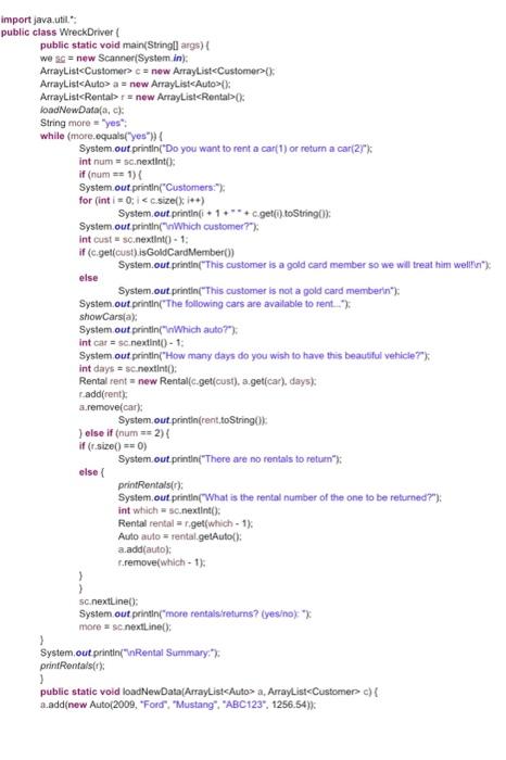 Solved Lutil.: s WreckDriver I blic static void | Chegg.com