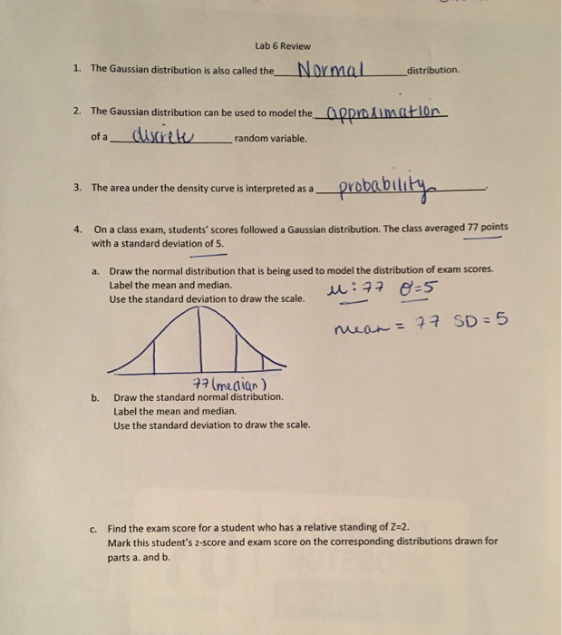 Solved: Lab 6 Review 1. The Gaussian Distribution Is Also ... | Chegg.com