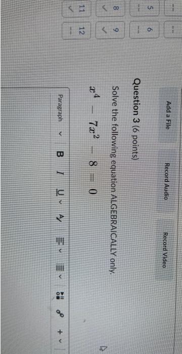 Solved Question 3 (6 points) Solve the following equation | Chegg.com