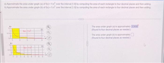 Solved a) Approximate the area under graph (a) of f(x)=1/x2 | Chegg.com