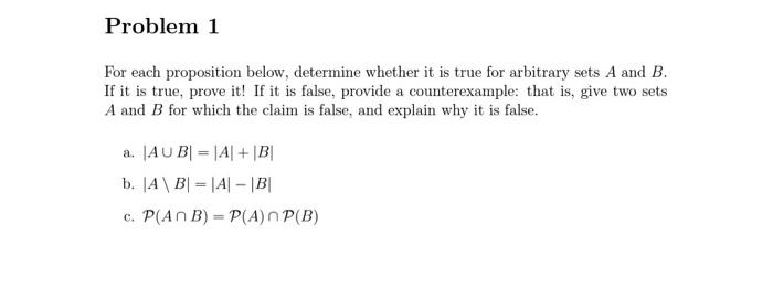 Solved For each proposition below, determine whether it is | Chegg.com