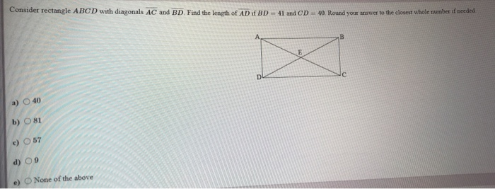 Solved Consider rectangle ABCD with diagonals AC and BD Find | Chegg.com