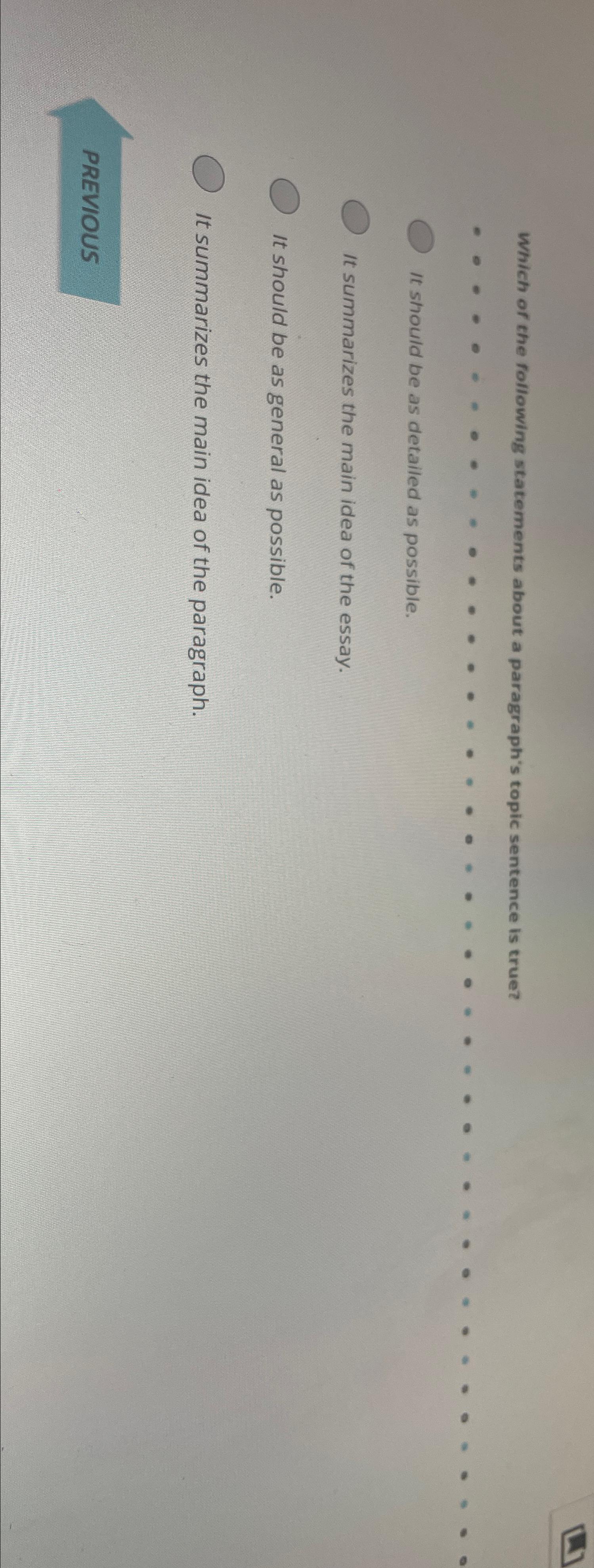 Solved Which of the following statements about a paragraph's | Chegg.com