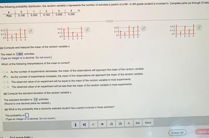 Solved (c) Compute and interpret the mean of the random | Chegg.com