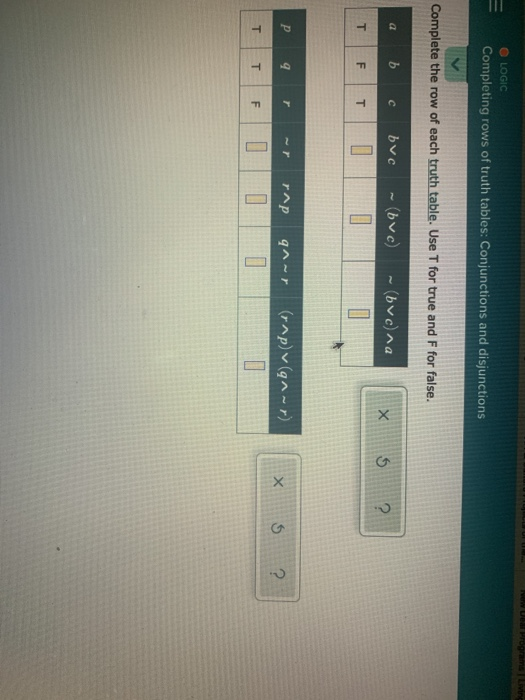 Solved NWU Programs Living OLOGIC Completing rows of truth | Chegg.com