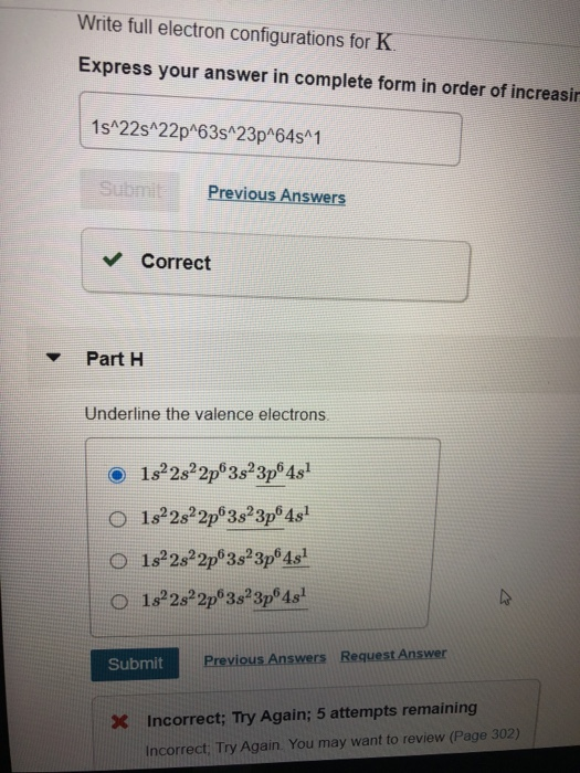 Solved Write full electron configurations for K. Express | Chegg.com