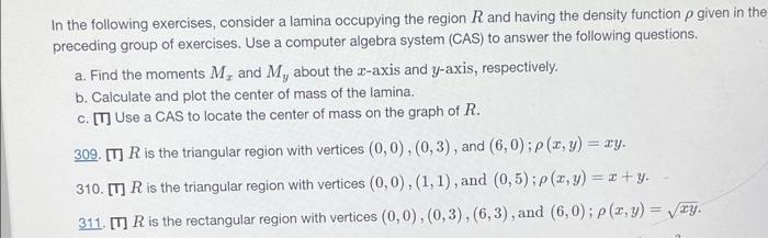 Solved In the following exercises, consider a lamina | Chegg.com