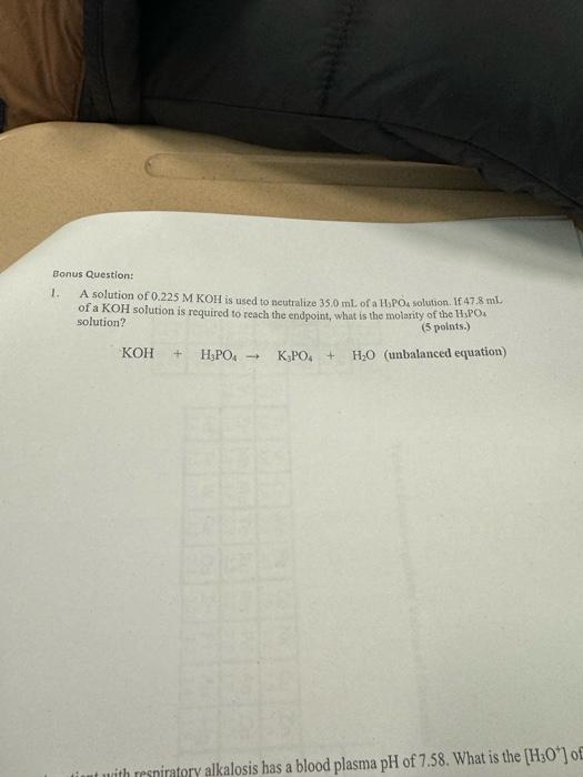 Solved Bonus Question: 1. A solution of ( 0.225 mathrm{M} | Chegg.com