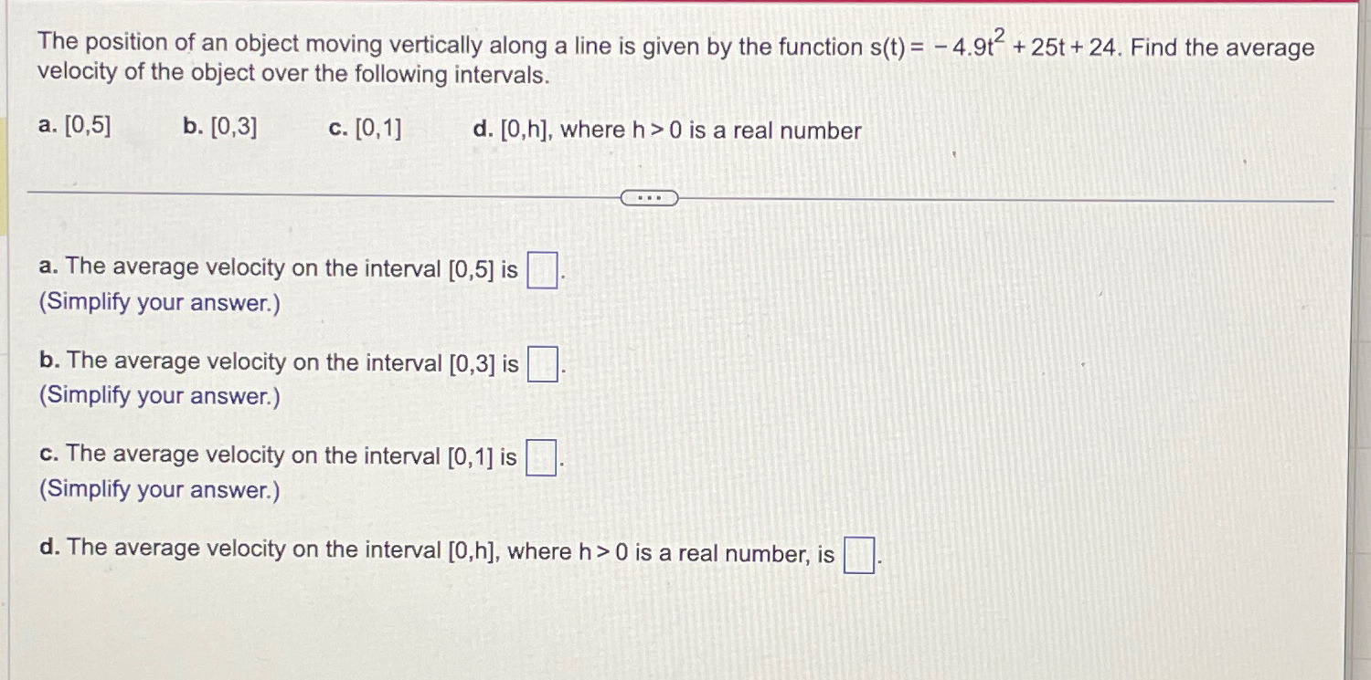 Solved The position of an object moving vertically along a | Chegg.com